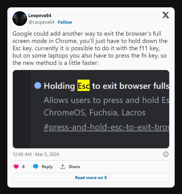 Google vai simplificar o modo de ecrã inteiro no Chrome | Leak